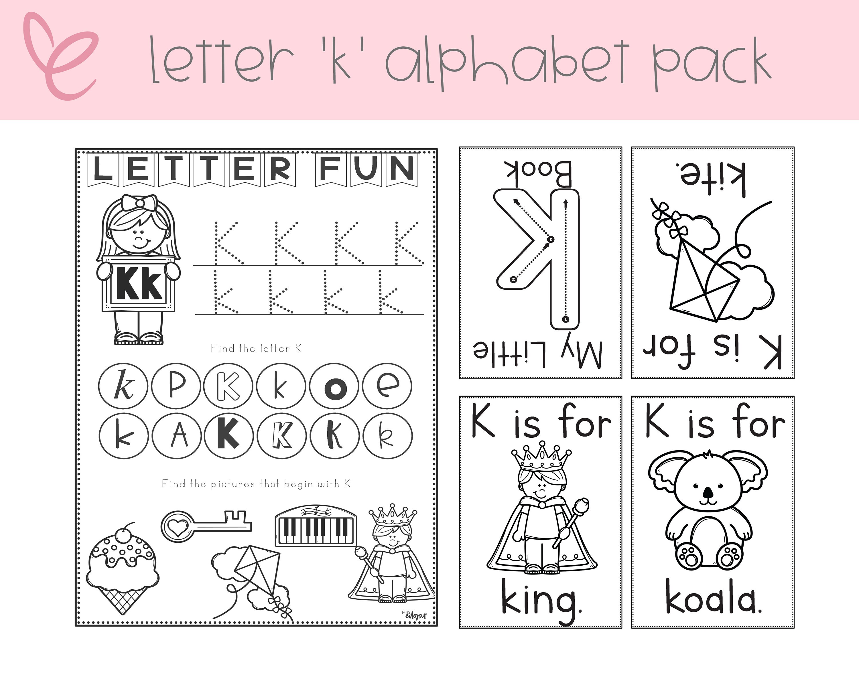 Letter K Alphabet Pack | Alphabet Worksheets | Digital Download ...