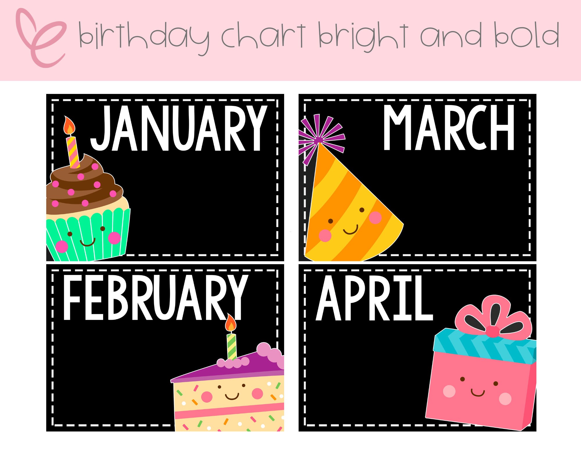 Birthday Chart Bright and Bold - Etsy