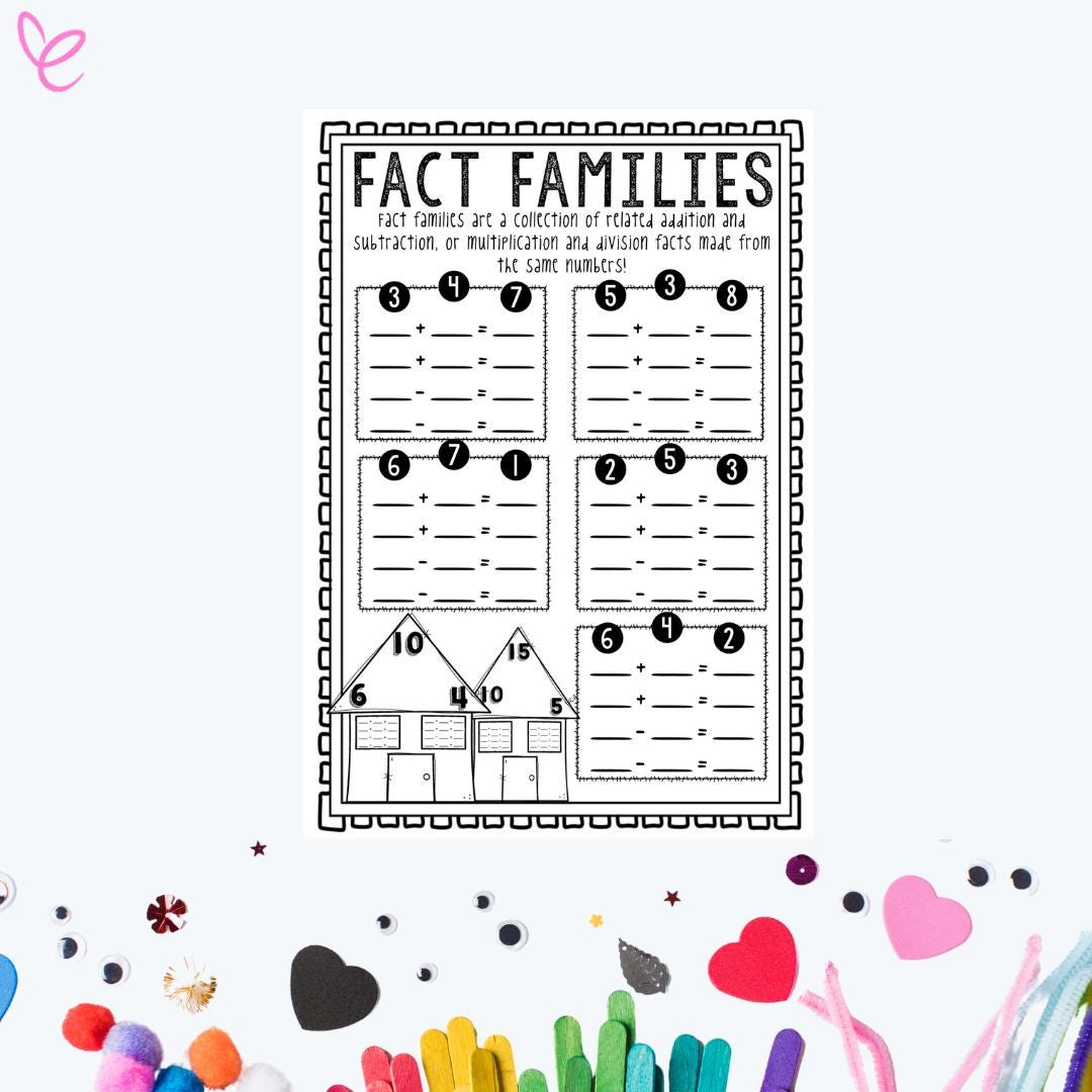 Fact Families Activity | Math Worksheet | Fact Families | Addition ...