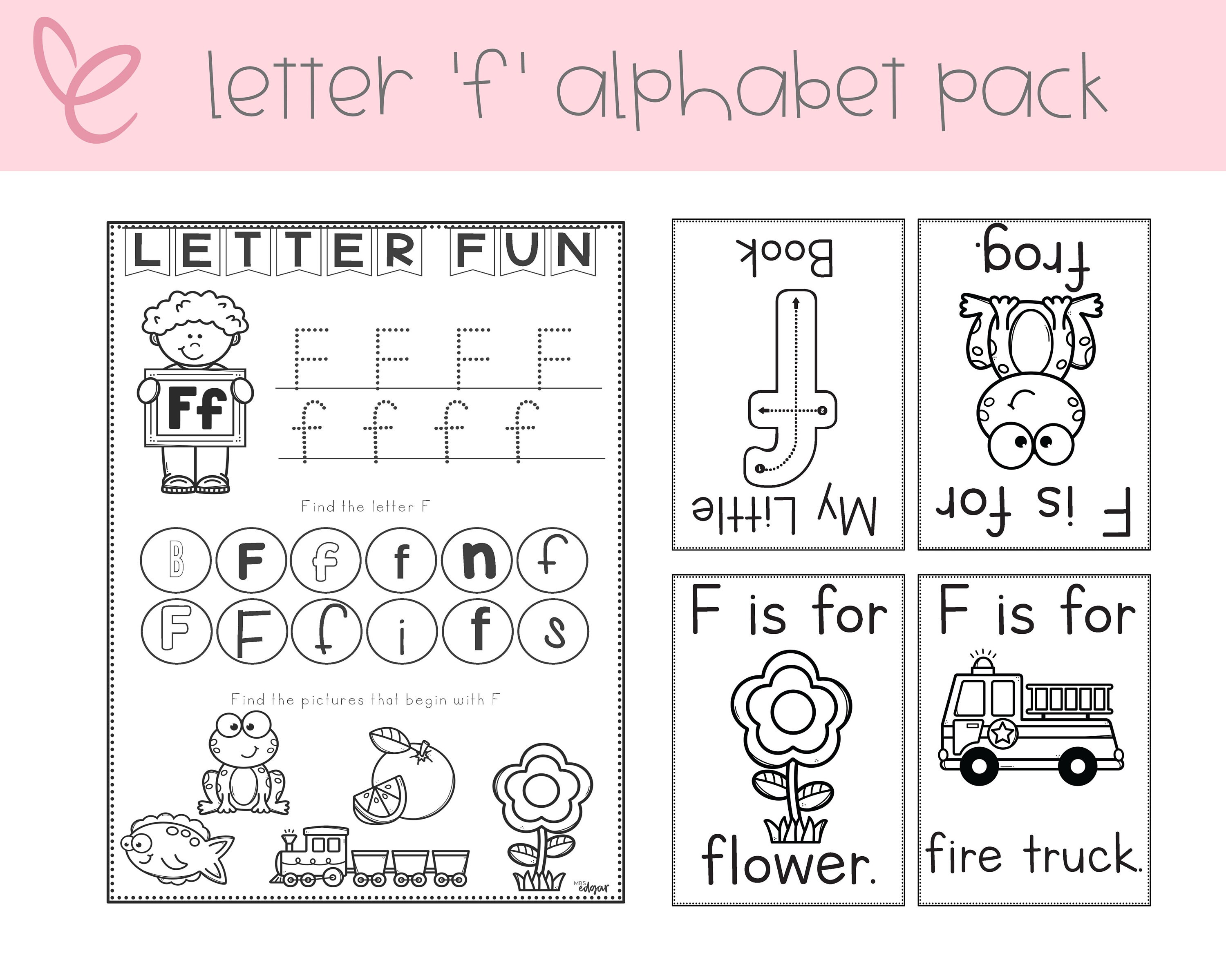 Letter F Alphabet Pack Alphabet Worksheets Digital Download Alphabet ...