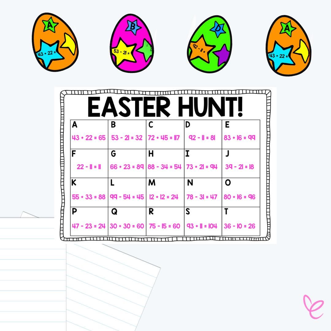 Easter Egg Hunt Math Review | Easter Math | Egg Hunt | Math Review ...