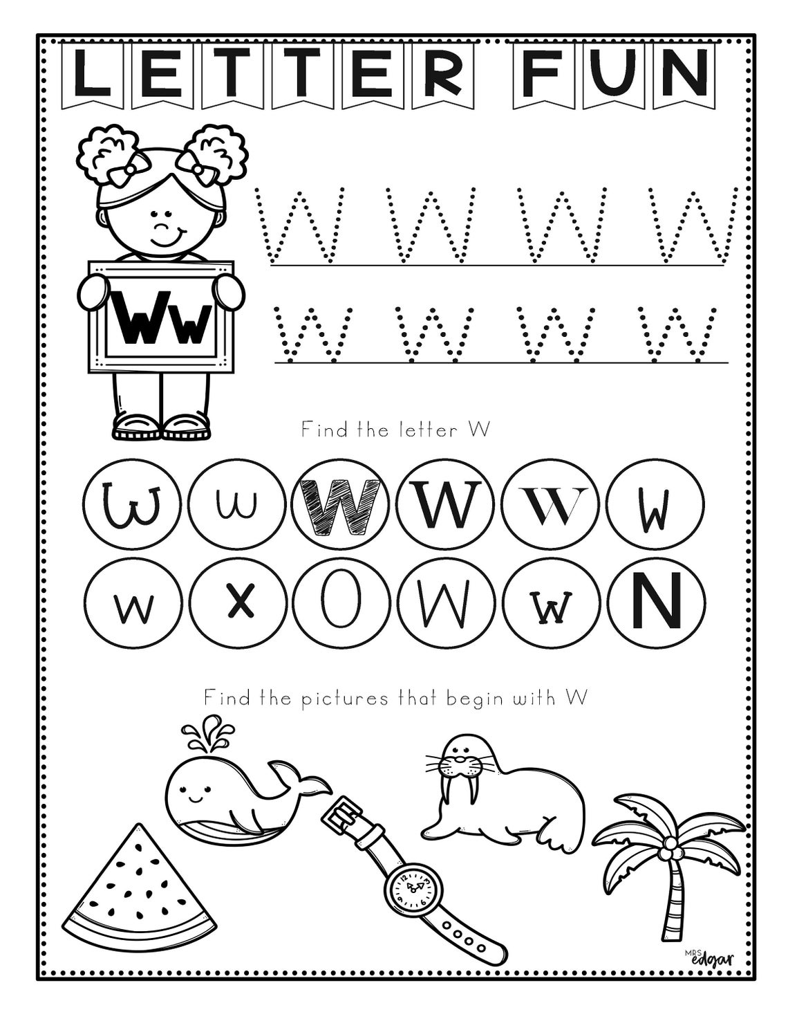 Letter W Alphabet Pack | Alphabet Worksheets | Digital Download ...