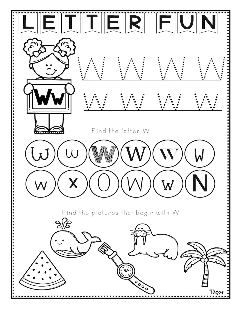Letter W Alphabet Pack | Alphabet Worksheets | Digital Download ...