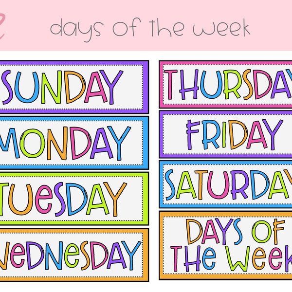 Days of the Week Chart - Etsy Canada
