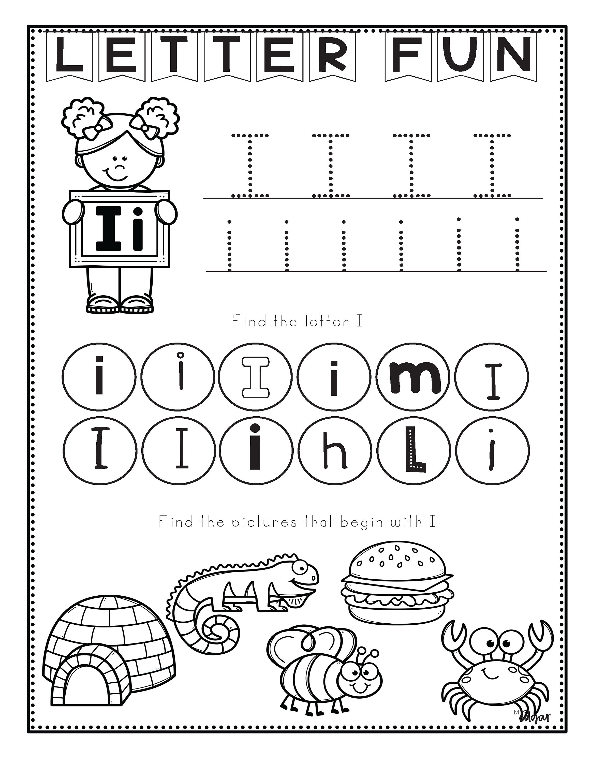 Letter I Alphabet Pack Alphabet Worksheets Digital | Etsy