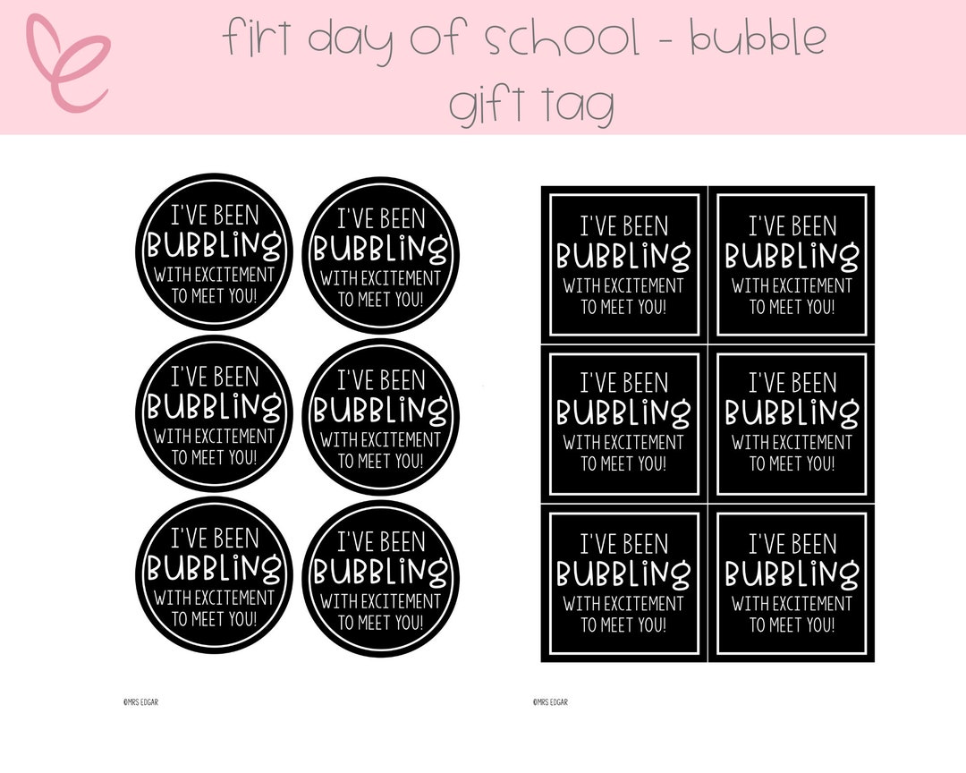 First Day of School Bubble Gift Tag - Etsy