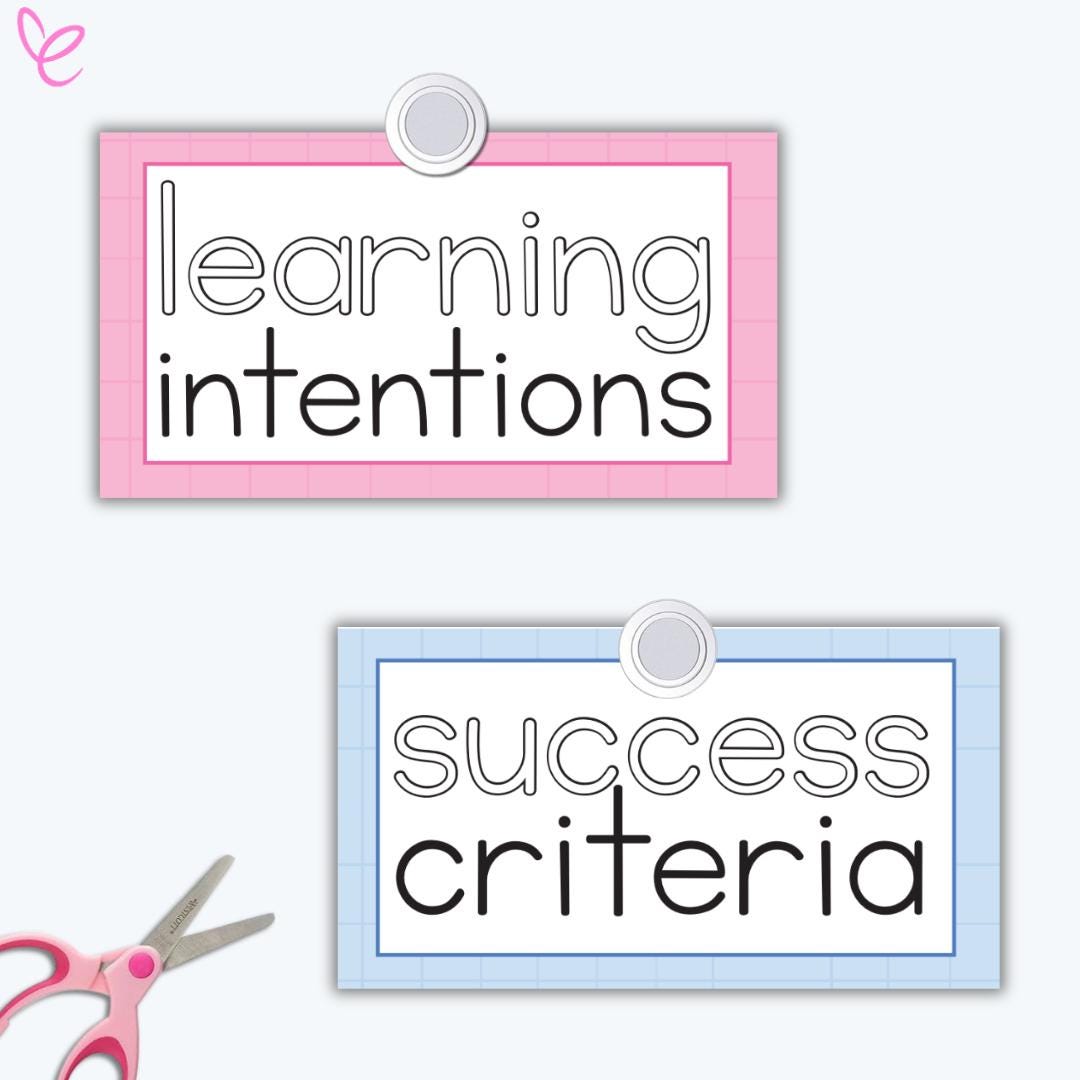 Gentle Decor Learning Intention & Success Criteria Cards | Editable ...