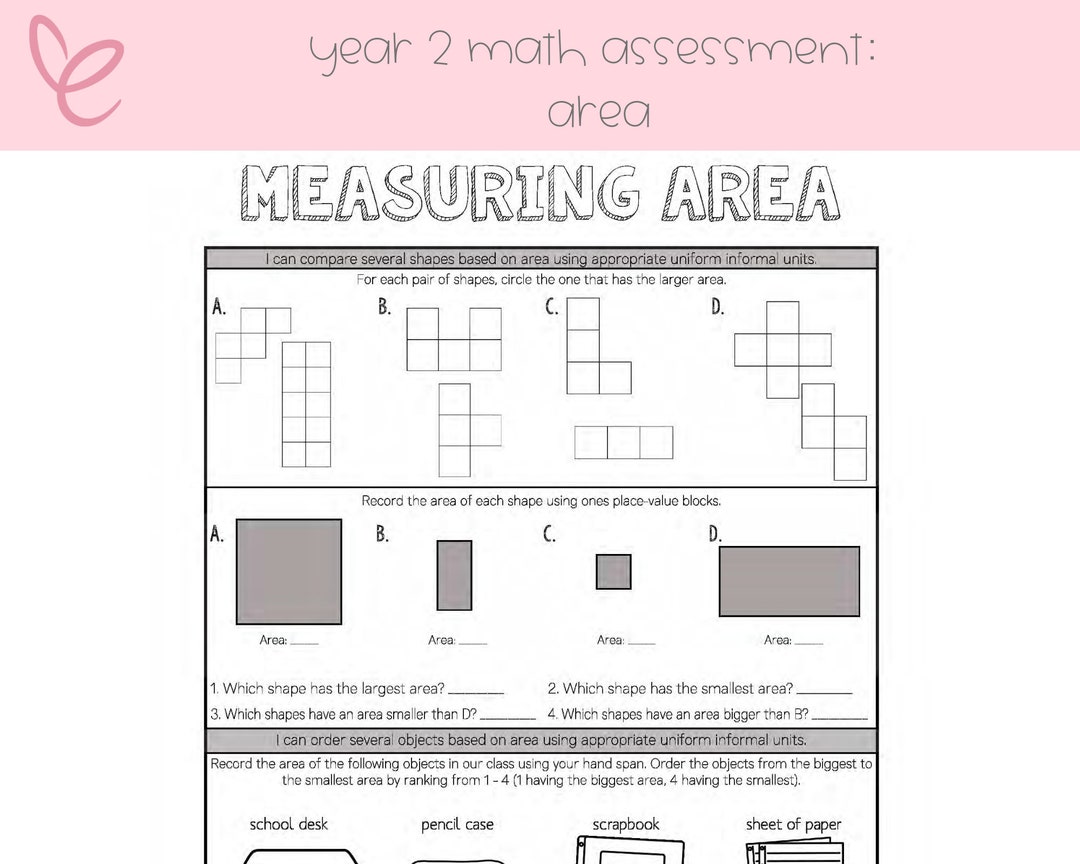 Year 2 Mathematics Assessment AREA - Etsy