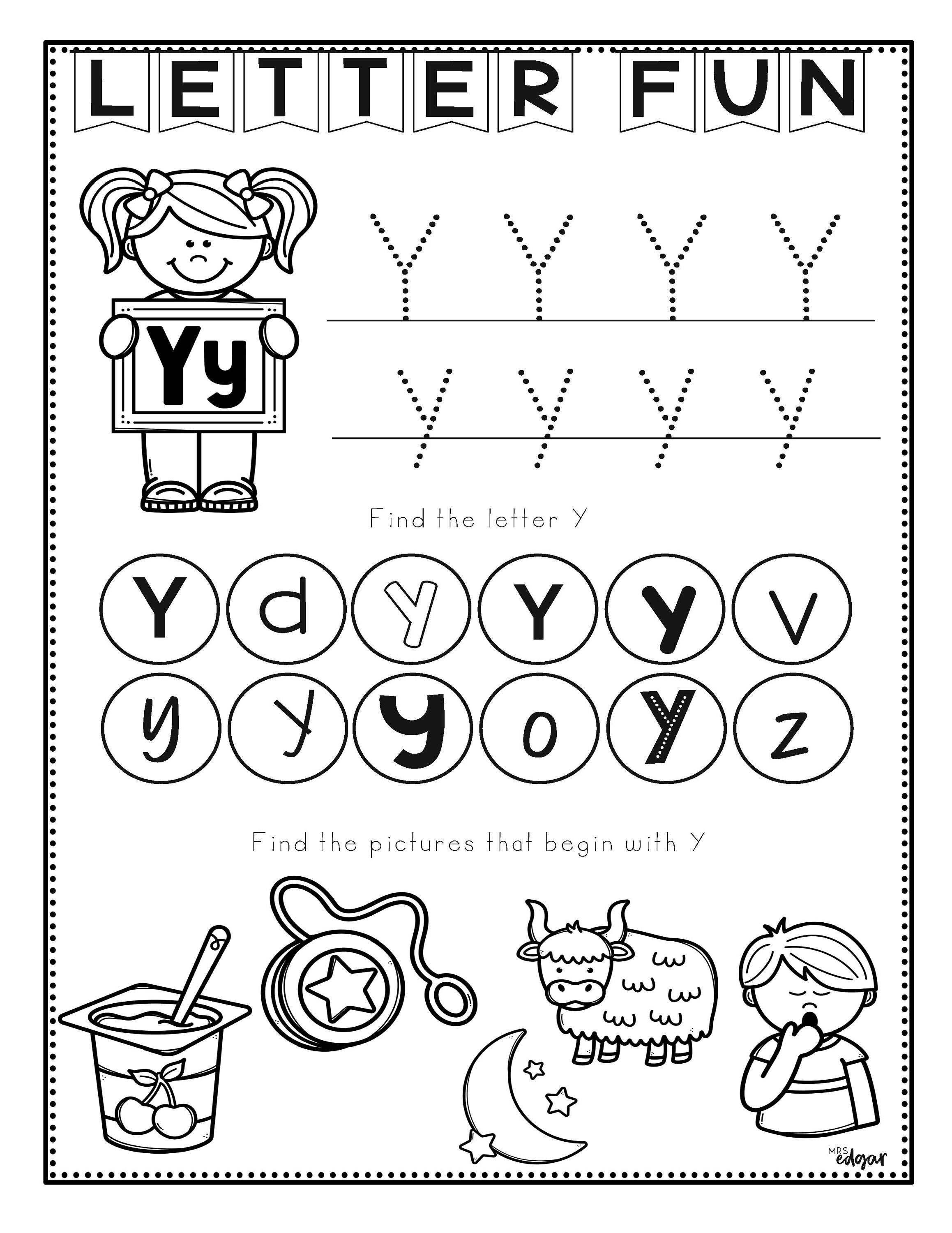 Letter Y Alphabet Pack | Alphabet Worksheets | Digital Download ...
