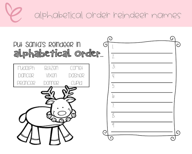 Alphabetical Order Reindeer Names - Etsy