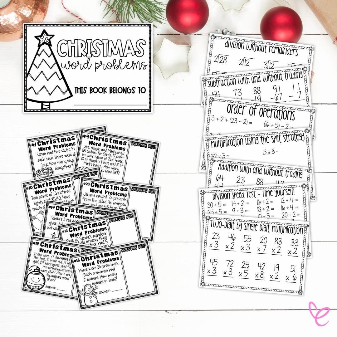 25 Christmas Word Problems Year 3 | Christmas Math | Word Problems ...