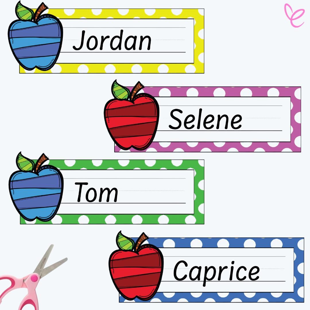 Name Plates Apples | Classroom Labels | Desk Tags | Editable Nameplates ...