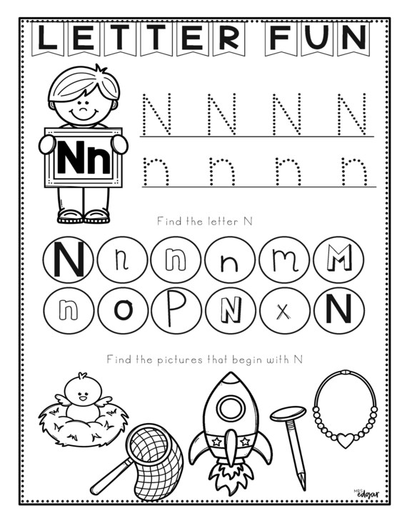 Worksheet For Letter N Learning The Letter N Worksheet