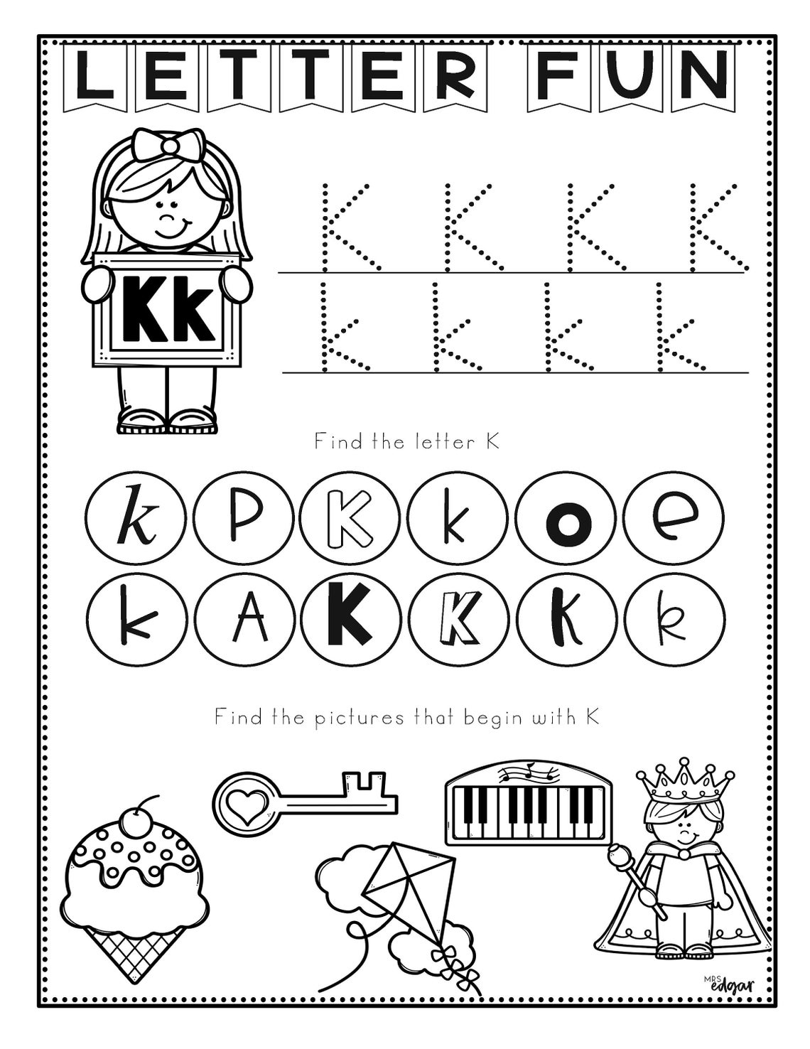 Letter K Alphabet Pack | Alphabet Worksheets | Digital Download ...