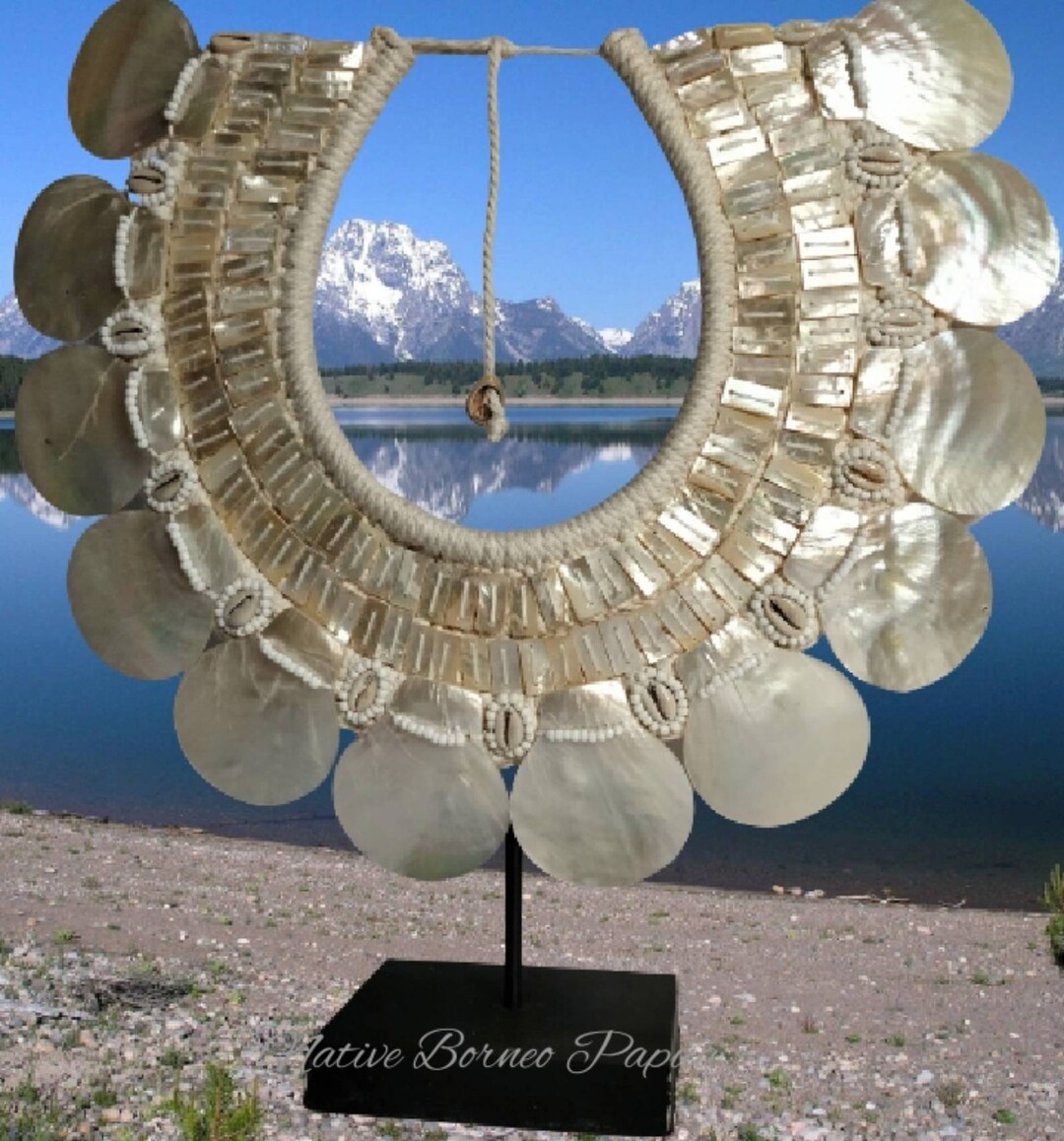 Papua Shell Necklace on Stand Display, Table Decor, Handmade Gift ...