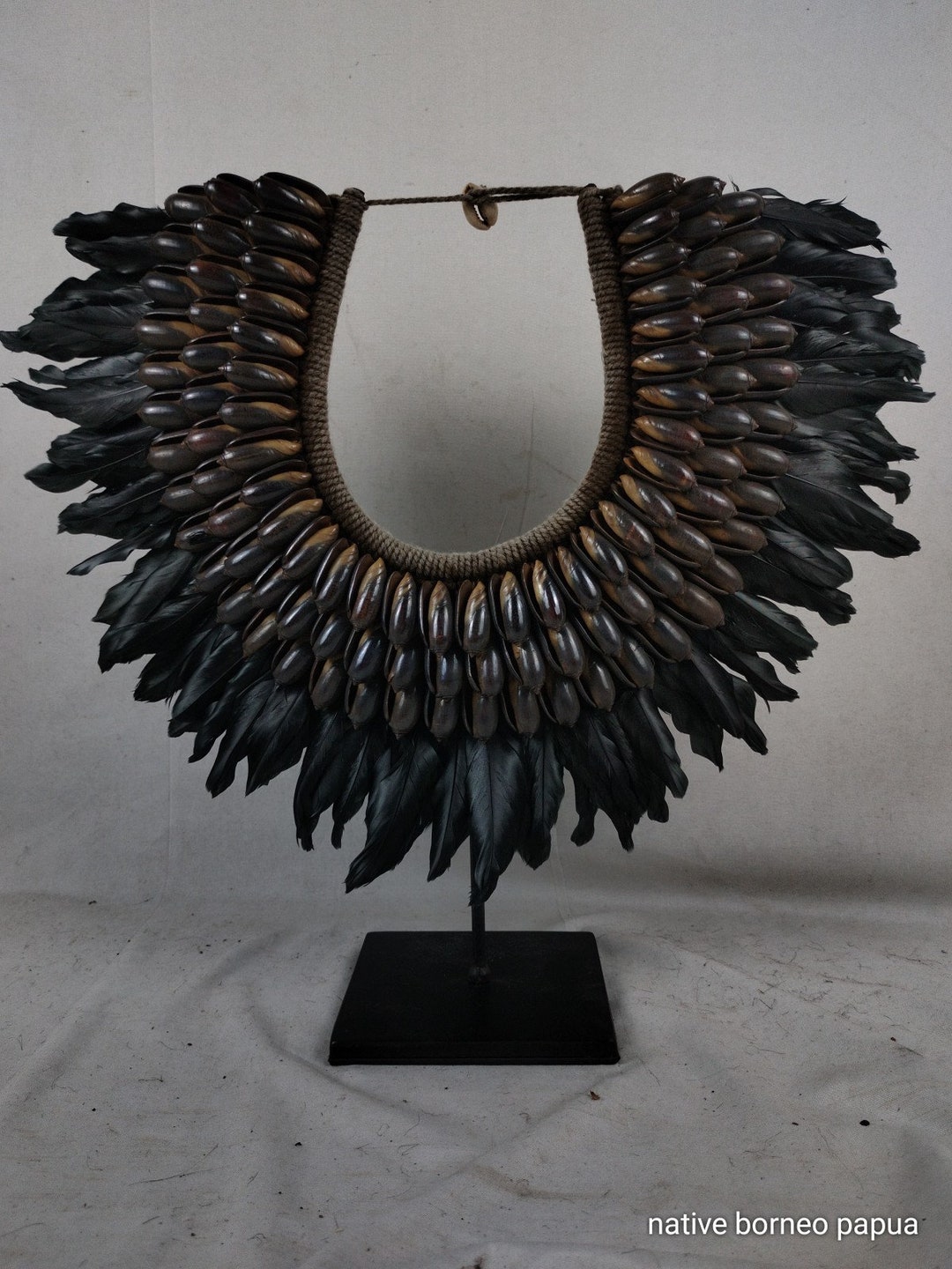 Antique Papua Shell Necklace With Stand: Tribal Art Decor - Etsy