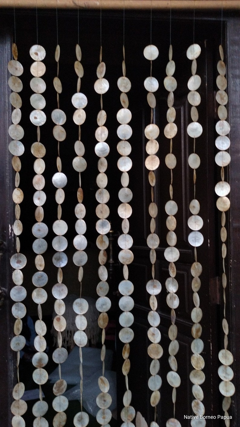Tenda Capiz Shell: divisorio per porta Boho, brezza oceanica. Rotonda ...