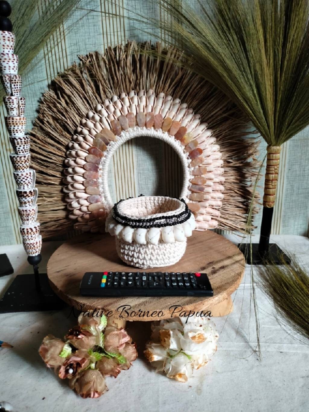 Set of 3 Baskets Papua Sea Shell Baskets,babylonia Shell Bowls, Goddess Baskets, Crochet Bowls ...