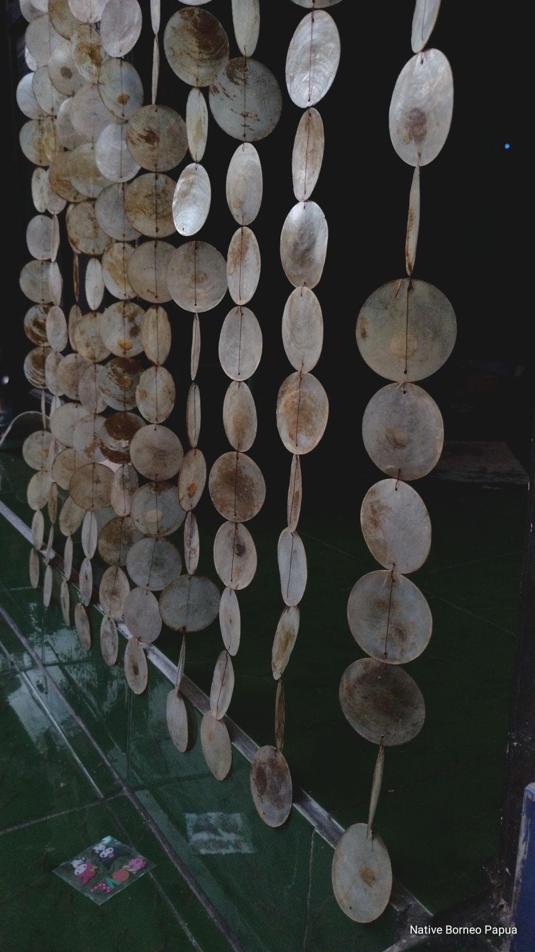 Antique Capiz Shell Curtain: Boho Doorway Divider, Ocean Breeze. Round ...