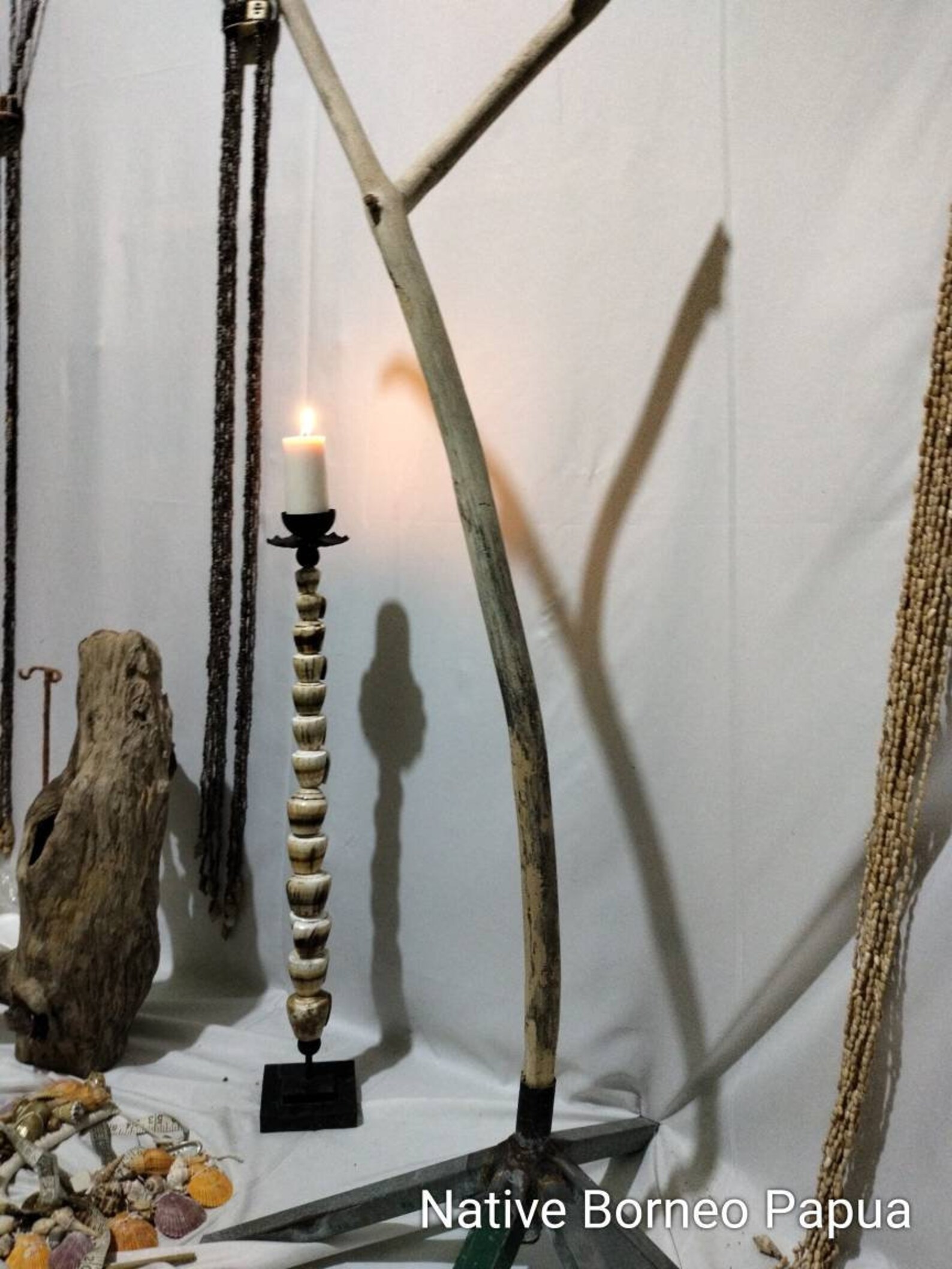 Papua Seashell Candle Holder: Handmade Tribal Home Decor - Etsy