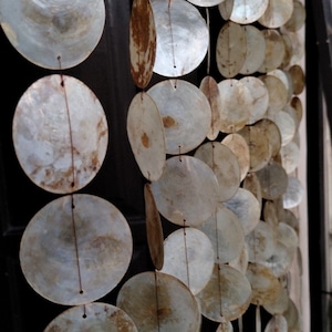 Antique Capiz Shell Curtain: Boho Doorway Divider, Ocean Breeze. Round ...