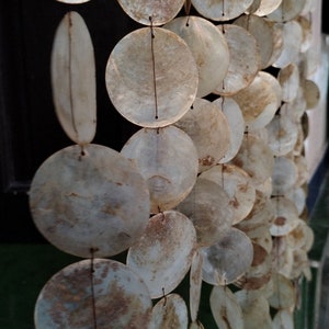 Antique Capiz Shell Curtain: Boho Doorway Divider, Ocean Breeze. Round ...
