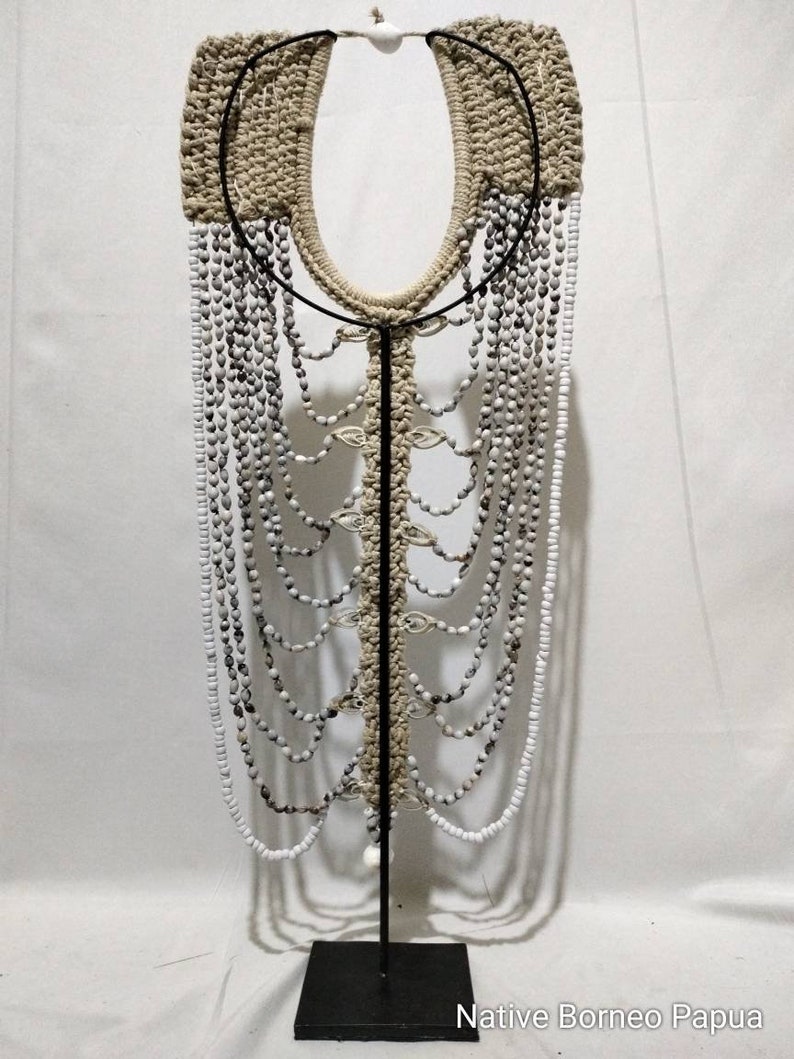 Tribal Coix Seed Necklace: Papua Shell Art, Boho Wall Decor - Etsy