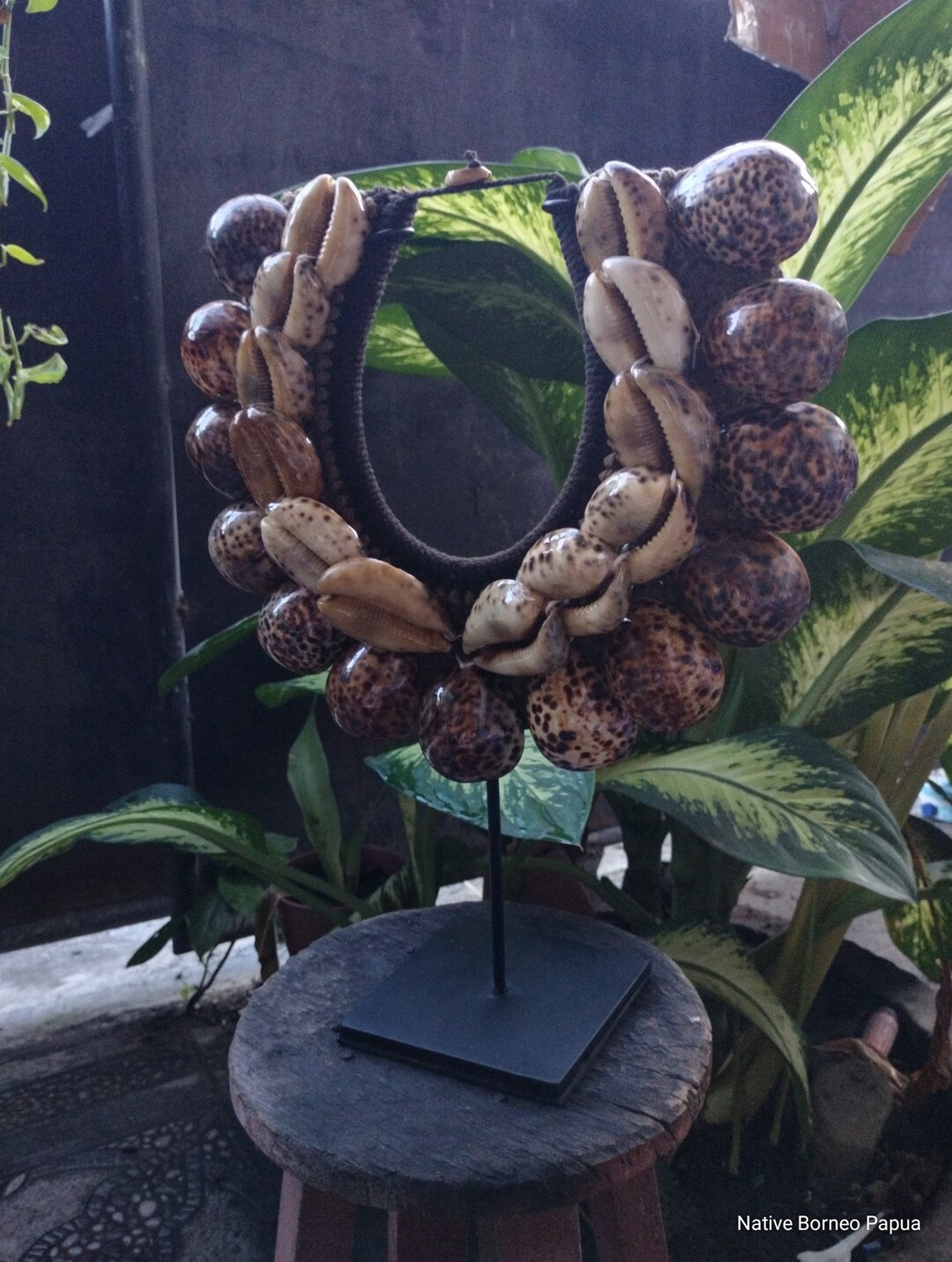 Tribal Seashell Necklace Art: Papua Decor on Stand - Etsy