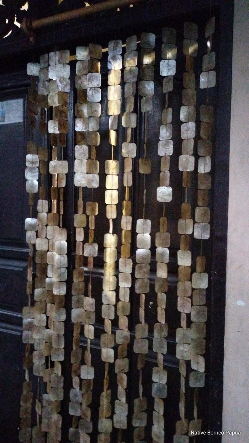 2026 Capiz Shell Curtain : Boho Doorway Divider, Ocean Breeze, Square ...