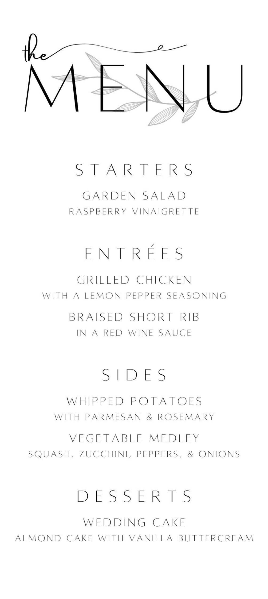 Modern Minimalist Leaf Menu Template - Editable Menu Download for ...