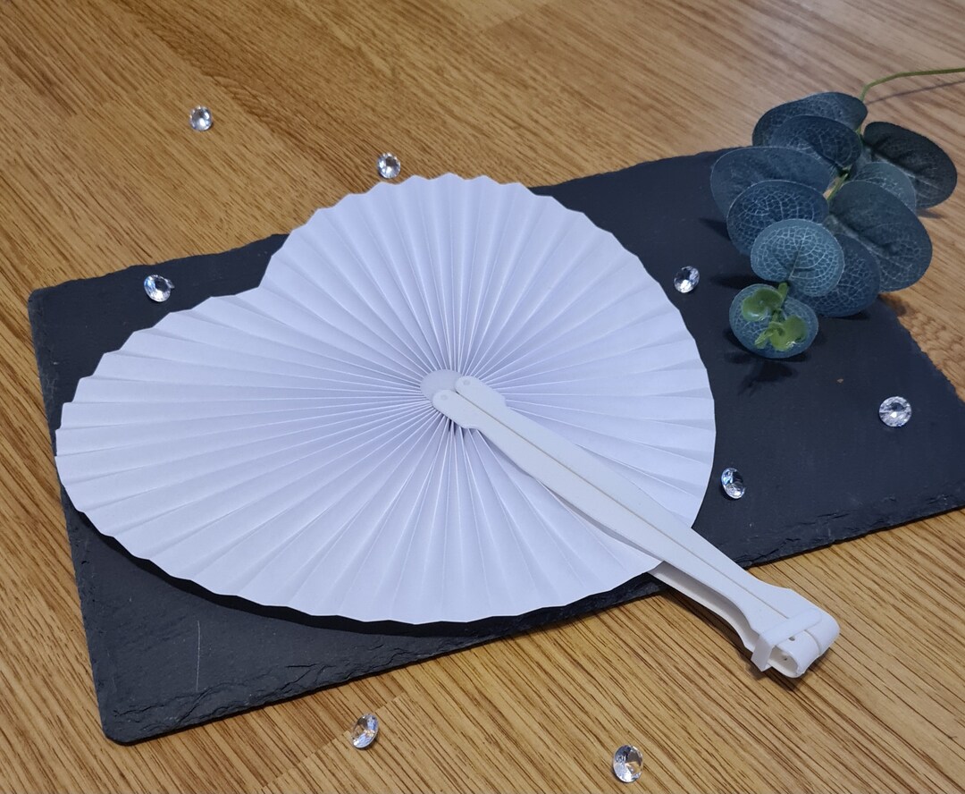 White Heart Fan, Heart Shaped Fan, Handheld Fan, Wedding, Bridal Party ...