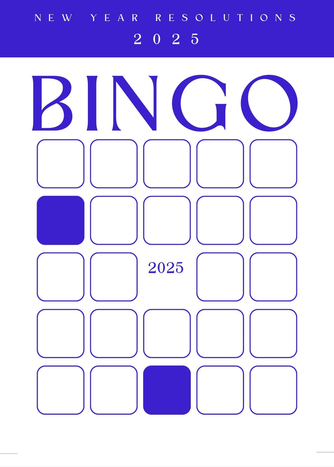 New Years Resolution Bingo - Etsy
