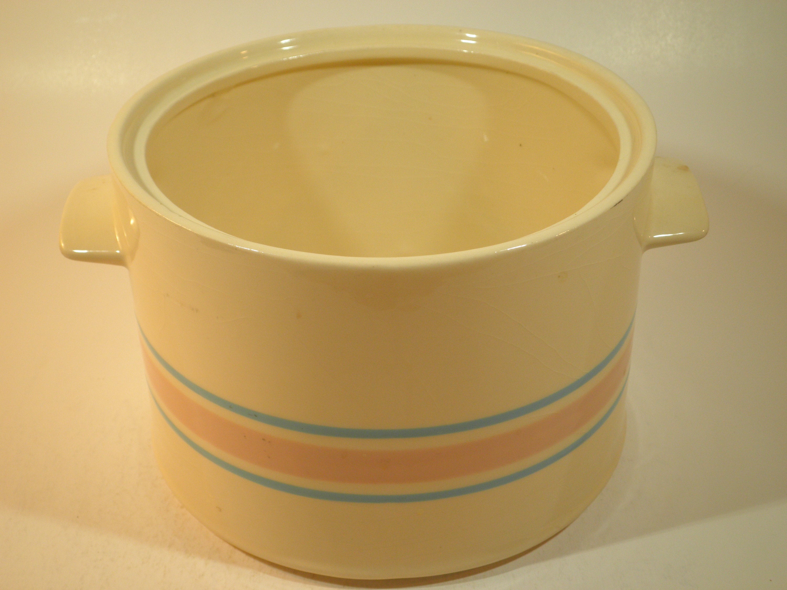 Vintage Mccoy USA Pottery Stonecraft Pink & Blue Banded Soup Tureen ...