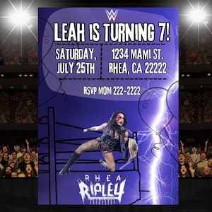 Rhea Ripley WWE Birthday Invitation Digital Download, Girls / Kids ...