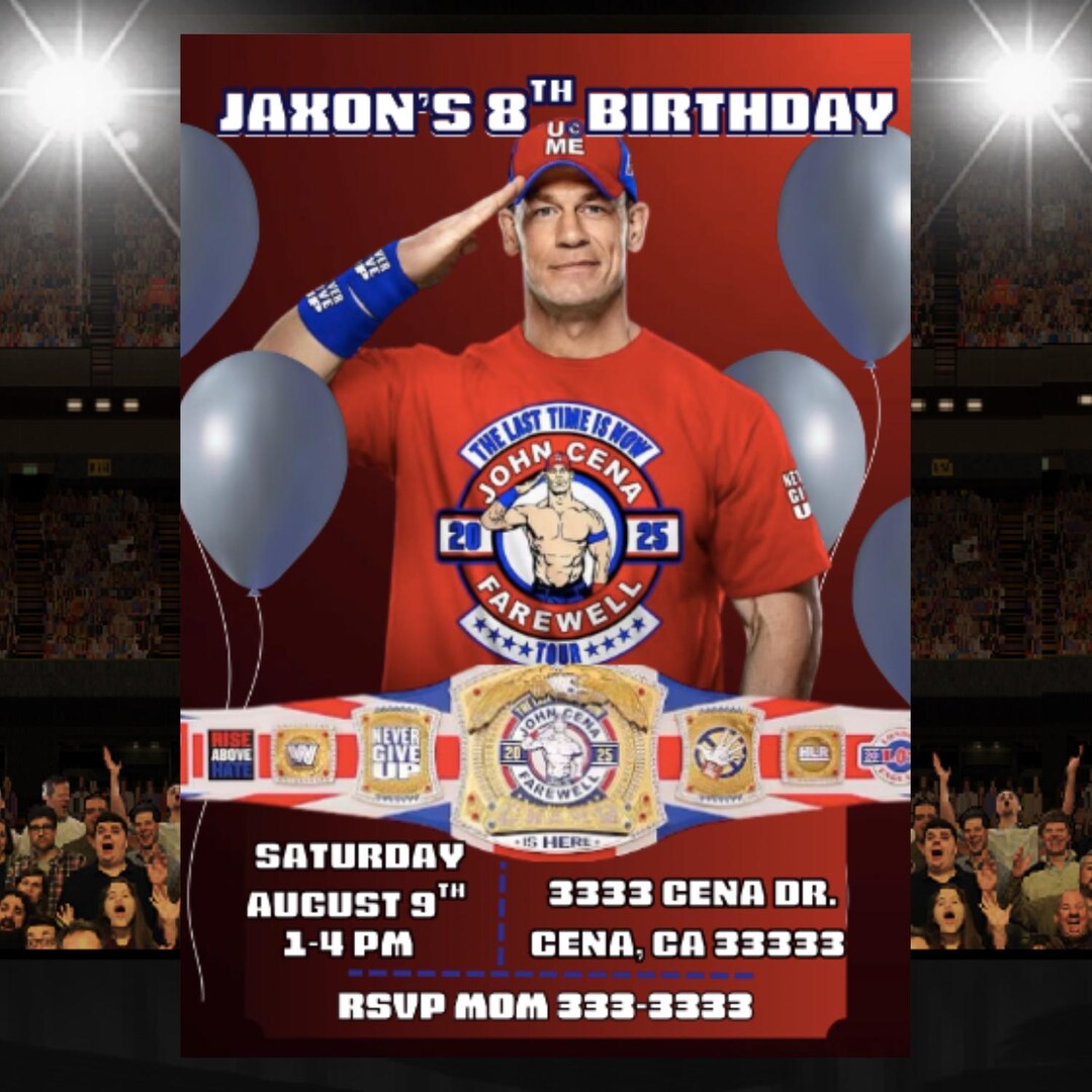 John Cena WWE Birthday Invitation Digital Download, Boys Birthday ...