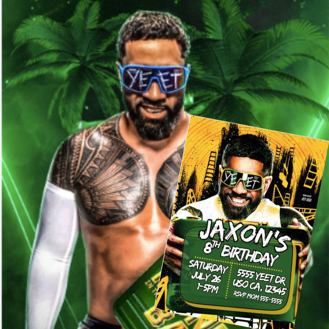 Yeet Jey Uso Birthday Invitation Digital Download, Boys Birthday ...