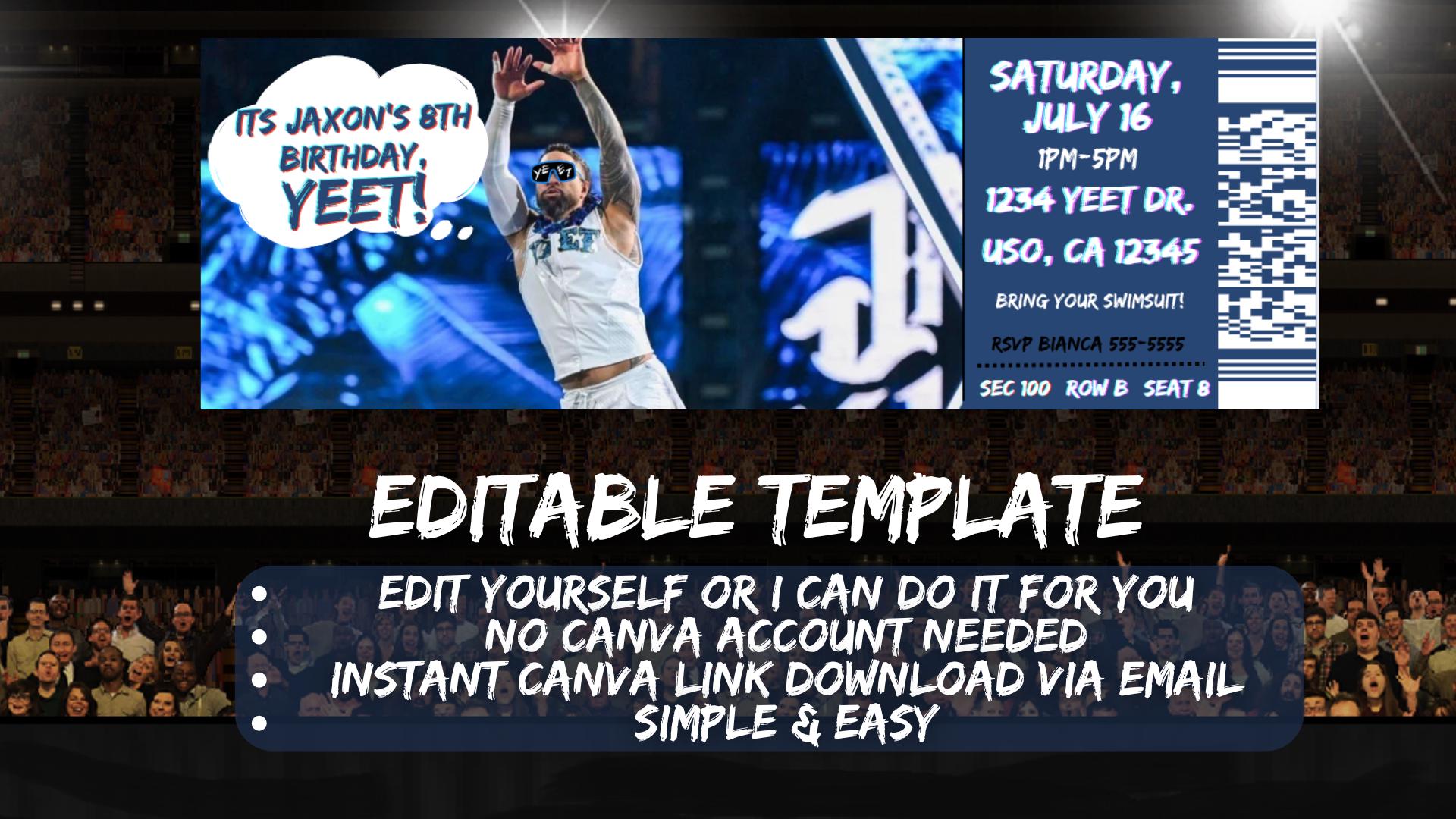 Yeet Jey Uso Birthday Invitation Digital Download, Boys Birthday ...