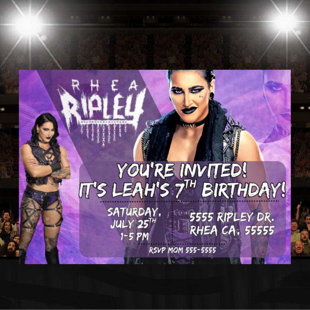 Rhea Ripley WWE Birthday Invitation Digital Download, Girls / Kids ...
