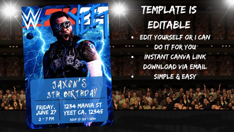 Yeet Jey Uso WWE Birthday Invitation Digital Download, Boys Birthday ...