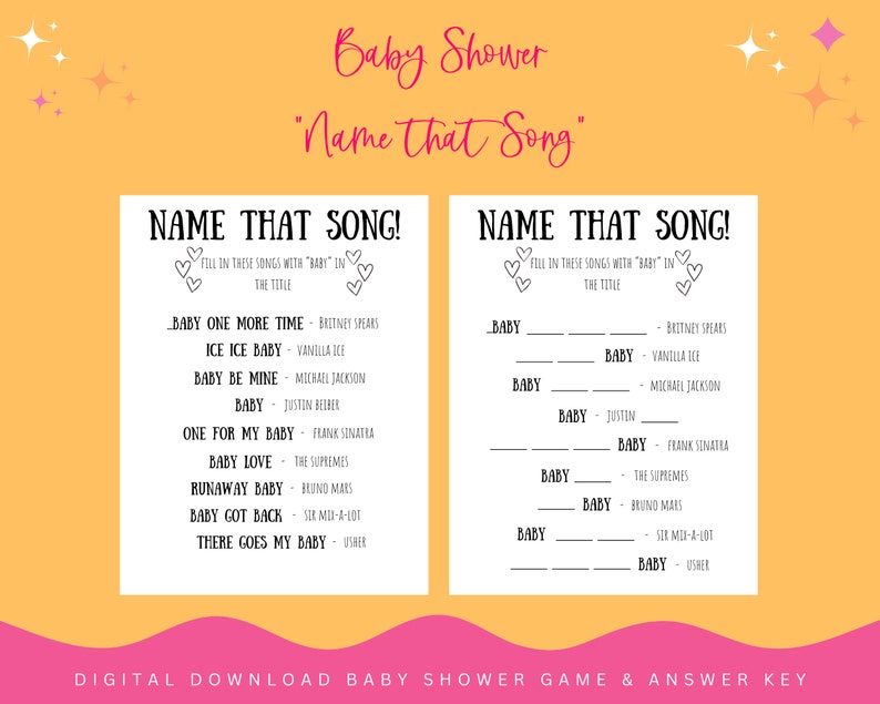 Baby Shower Games | Baby Shower Name That Song | Baby Shower Digital ...