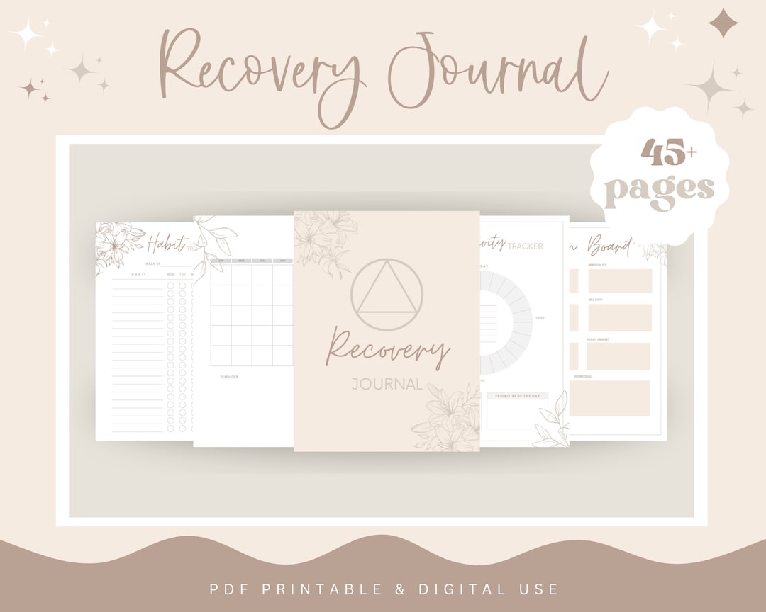 Recovery Journal, Sobriety Journal, Addiction Recovery Worksheets ...