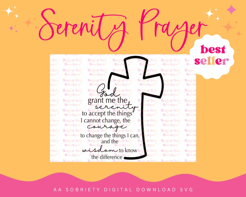 AA Sobriety Serenity Prayer SVG | Alcoholics Anonymous Svg | Sobriety ...
