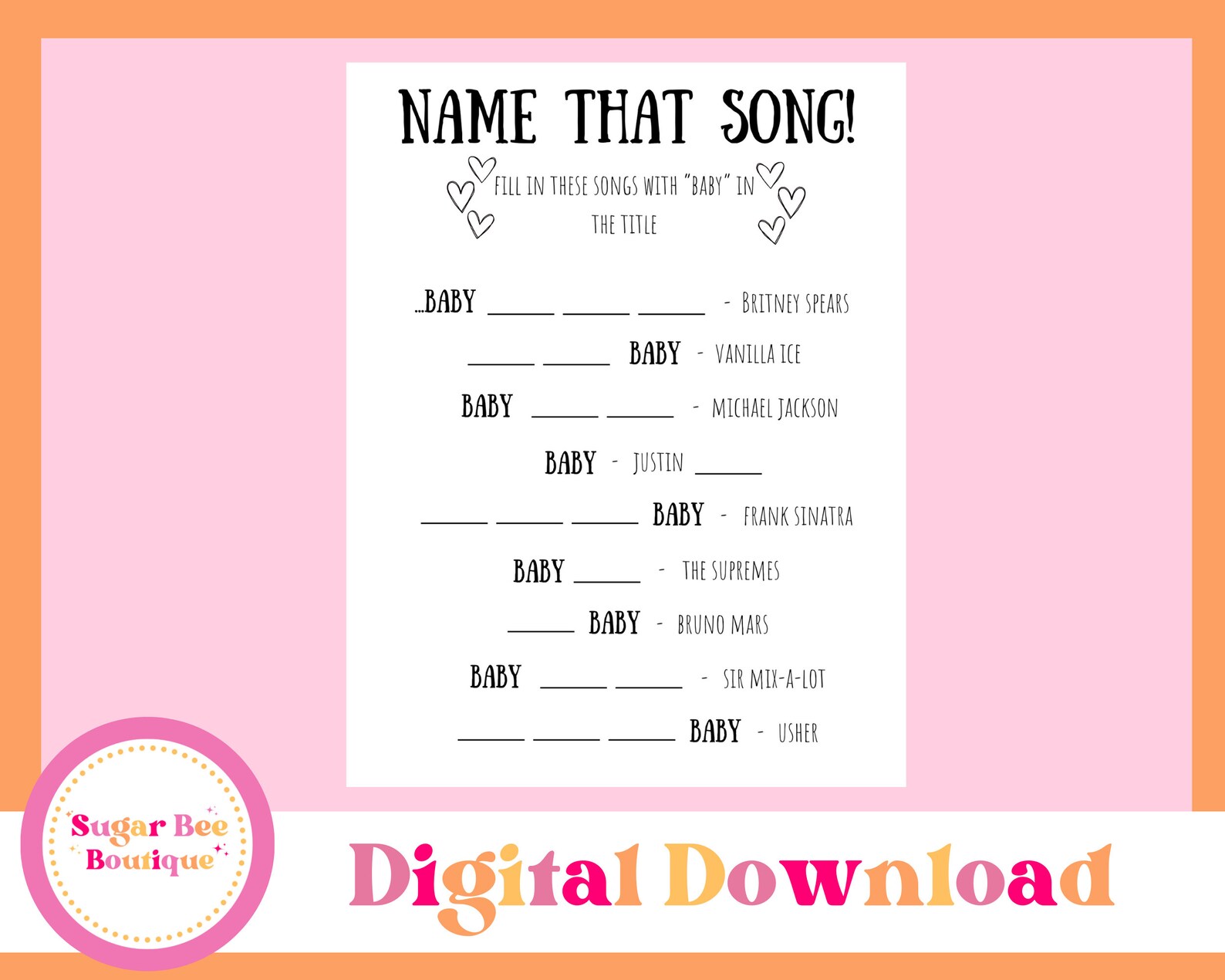 Baby Shower Games | Baby Shower Name That Song | Baby Shower Digital ...