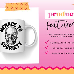 Menace to Sobriety SVG | Sobriety SVG | Recovery SVG - Etsy