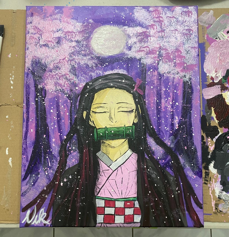 Anime Girl, Demon, Slayer, Demon Girl, Anime, Painting, Acrylic ...