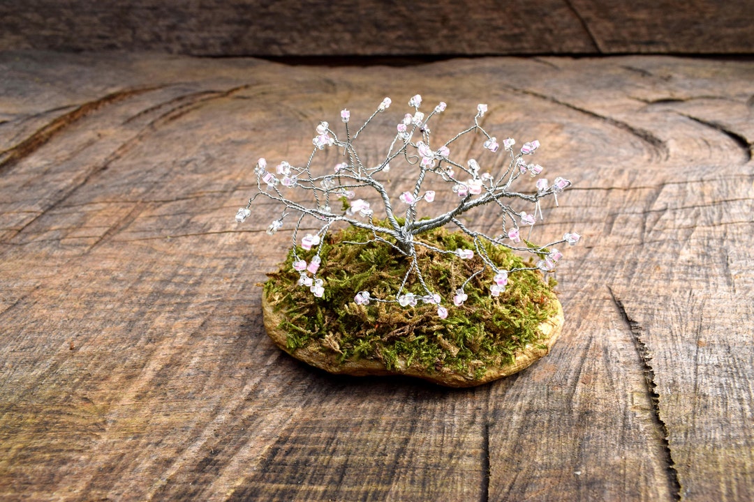 Cherry Blossom Wire Tree on Rock - Etsy