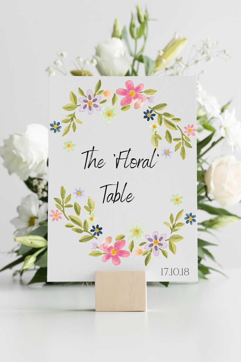 The 'floral' Table - Table Name Card - Etsy