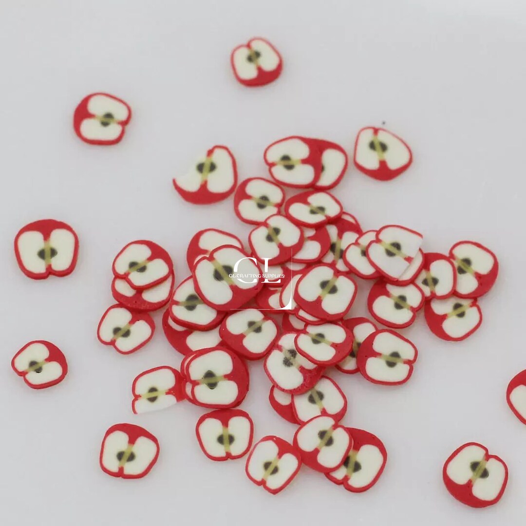 Polymer Clay Fruit Slice 5mm - Red Apple - Etsy