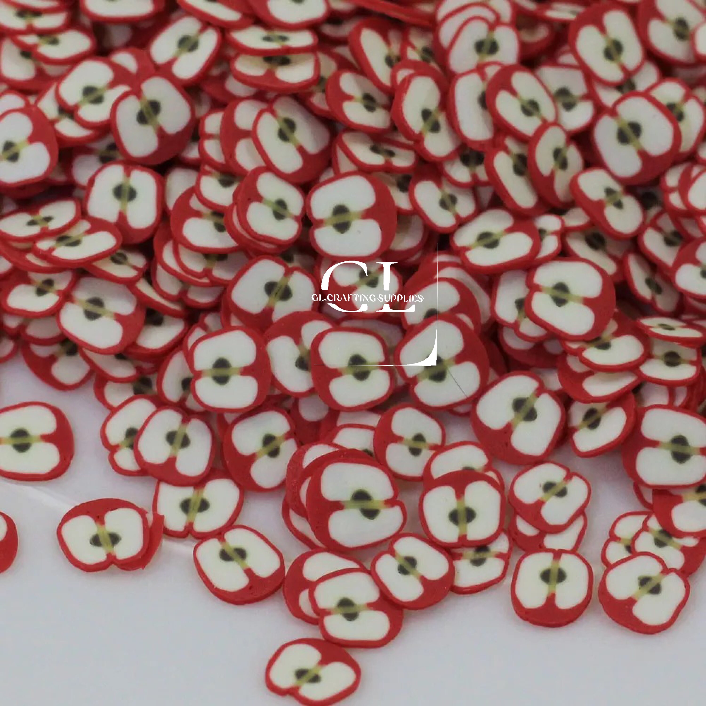 Polymer Clay Fruit Slice 5mm - Red Apple - Etsy
