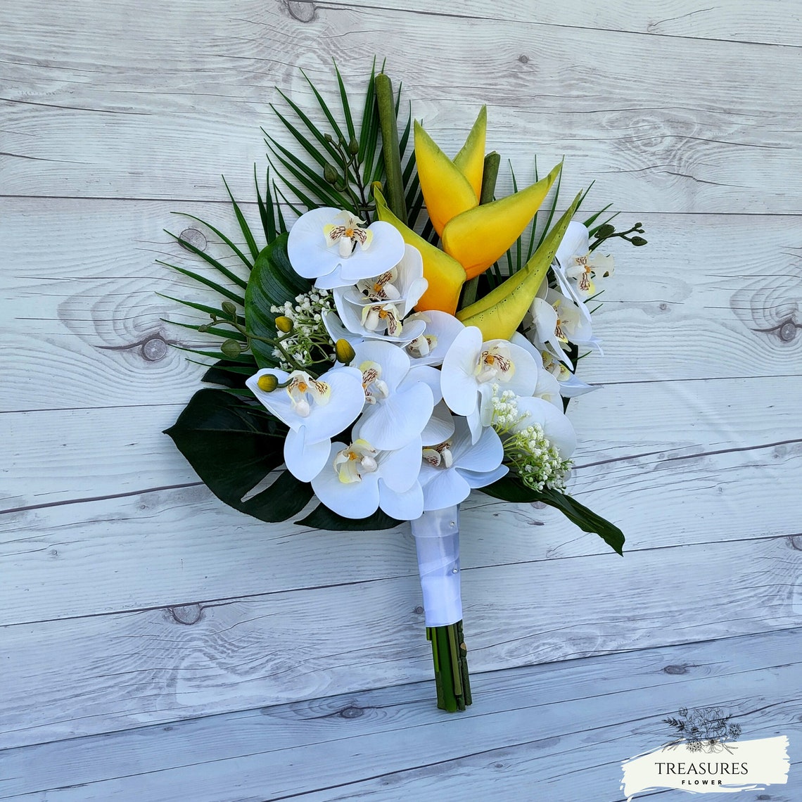 Orchid Bouquet Tropical Bouquet Beach Wedding Bouquet - Etsy